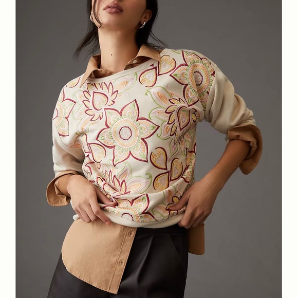 Anthropologie | Tops | Tiny Anthropologie Helena Embroidered Pullover ...